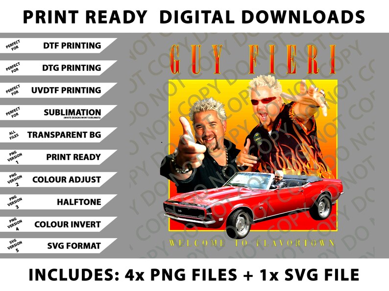 Guy Fieri 90s Style Homage Png Bundle, SVG Files, Digital Downloads - Etsy