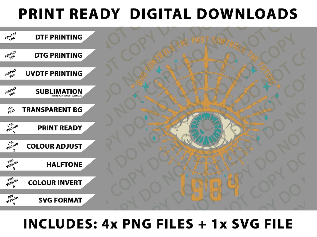 1984 George Orwell Control the Future Png Bundle, SVG Files, Digital ...