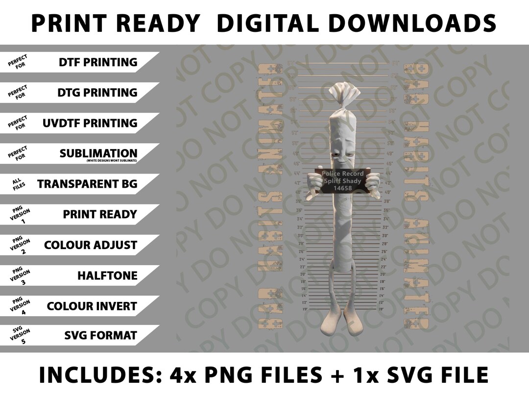 Spliff Shady - Mugshot - Bad Habits Animated Png Bundle, SVG Files ...