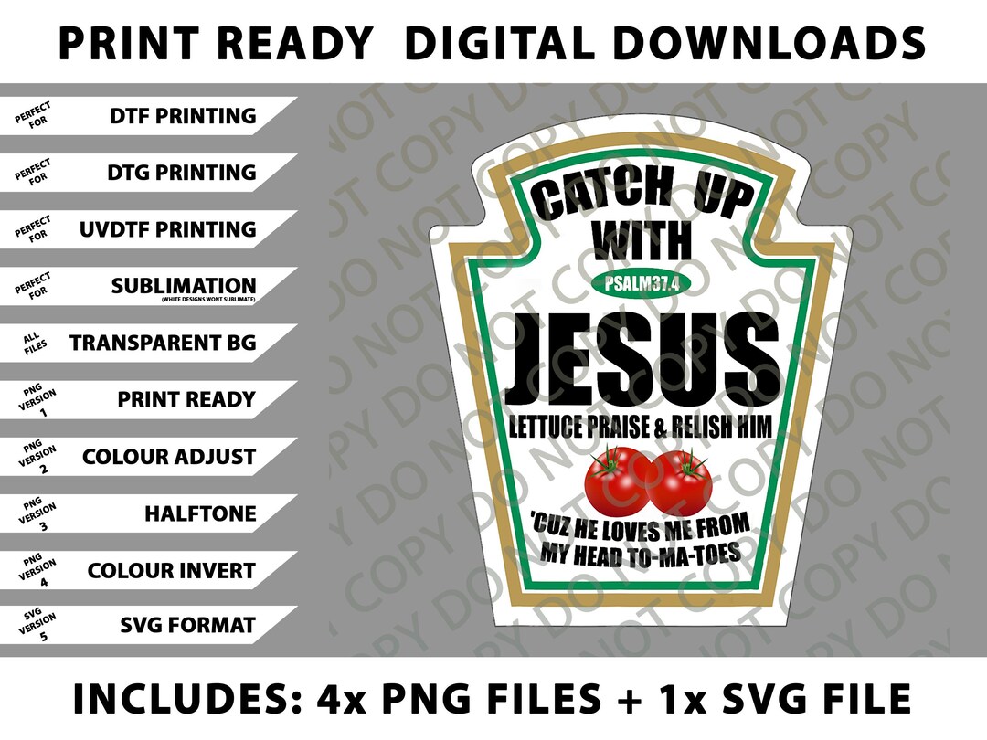 Christian Catch up With Jesus Ketchup Png Bundle, SVG Files, Digital ...