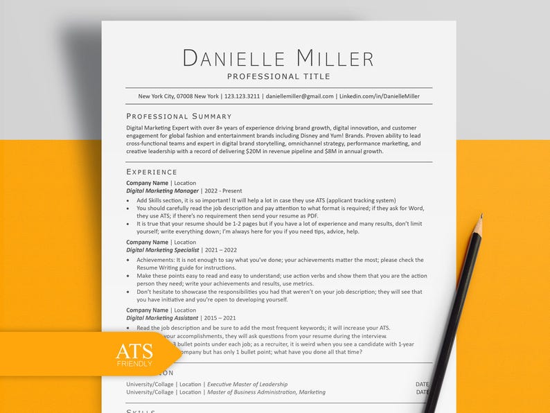 Minimalist ATS Resume Template 2026 | Cover Letter, Word & Google Docs ...