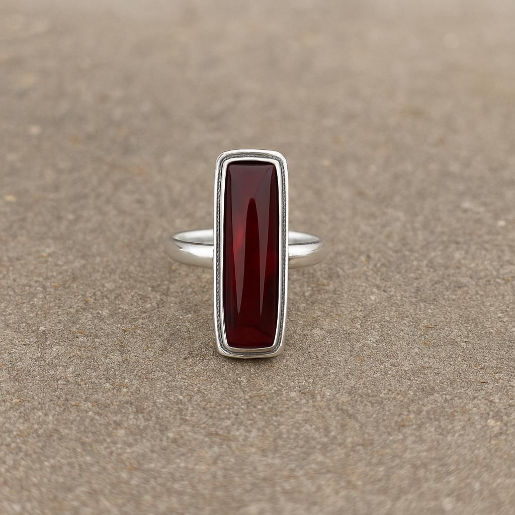 Red Garnet Silver Ring – Handmade Minimalist Sterling Silver Ring ...