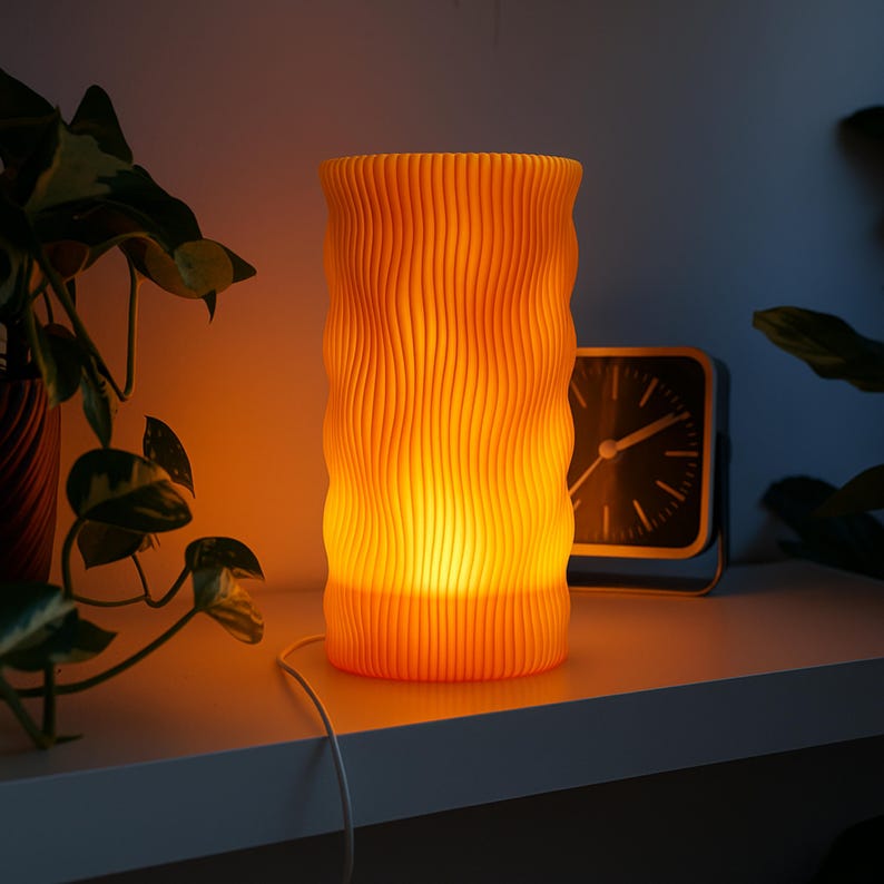 Wave Textured LED Table Lamp, 3D Printed Modern Desk Lamp - Etsy