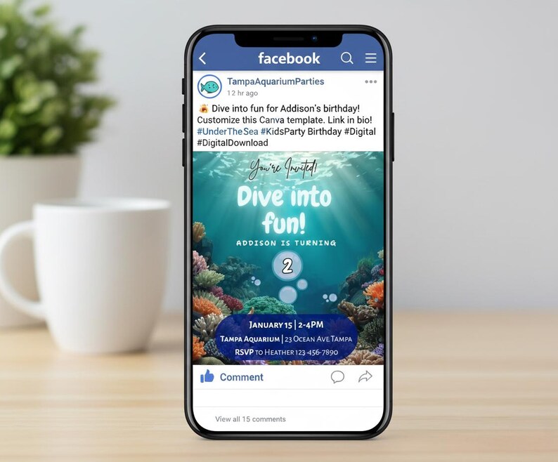 Under the Sea Coral Reef Birthday Bundle - Digital Canva Templates - Etsy