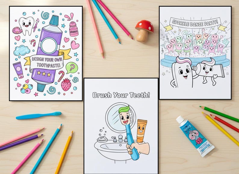 Printable Dental Care Coloring Pages for Kids (instant Download) - Etsy