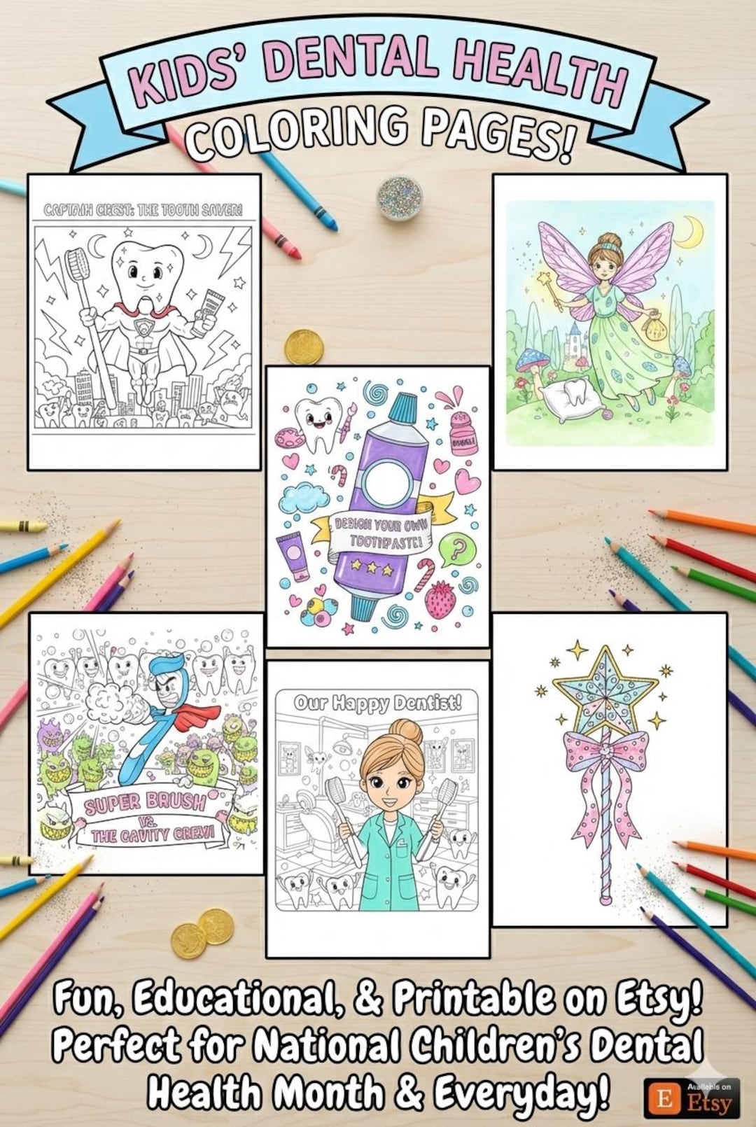 Printable Dental Care Coloring Pages for Kids (instant Download) - Etsy