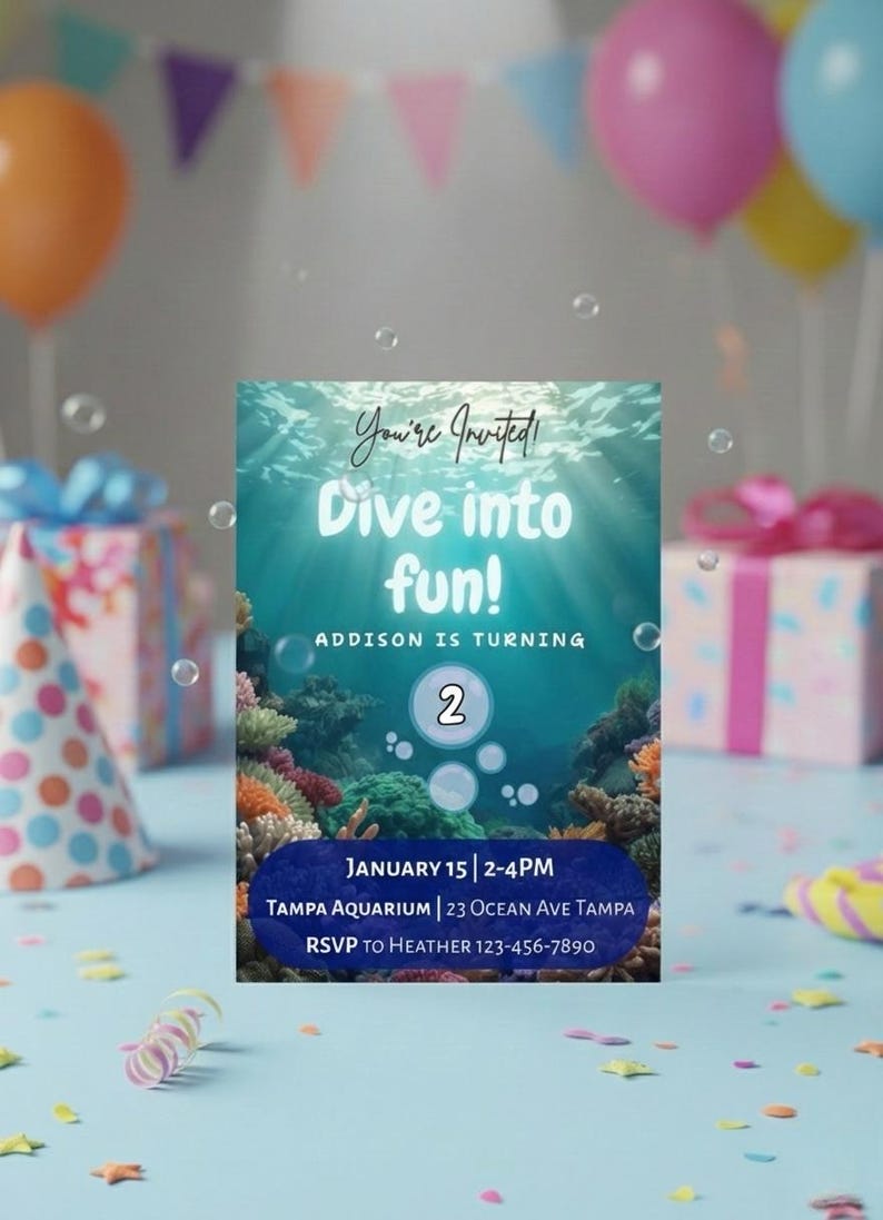 Under the Sea Coral Reef Birthday Bundle - Digital Canva Templates - Etsy