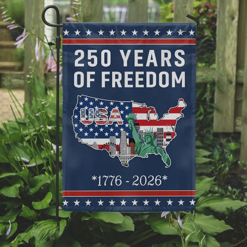 250 Years of Freedom Flag, USA Map Liberty 1776–2026 Patriotic ...