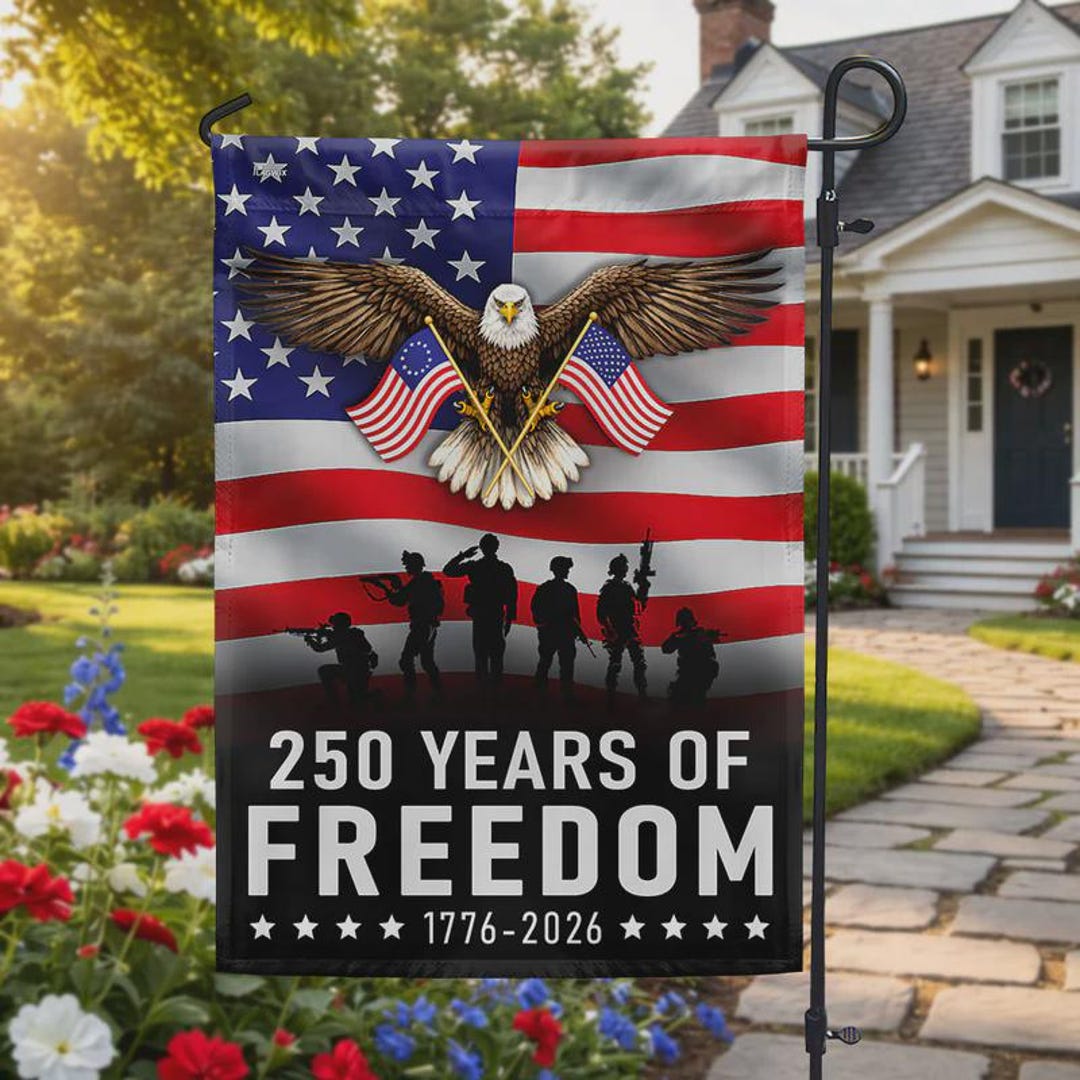 250 Years of Freedom Garden Flag, Patriotic Eagle USA Outdoor Decor - Etsy
