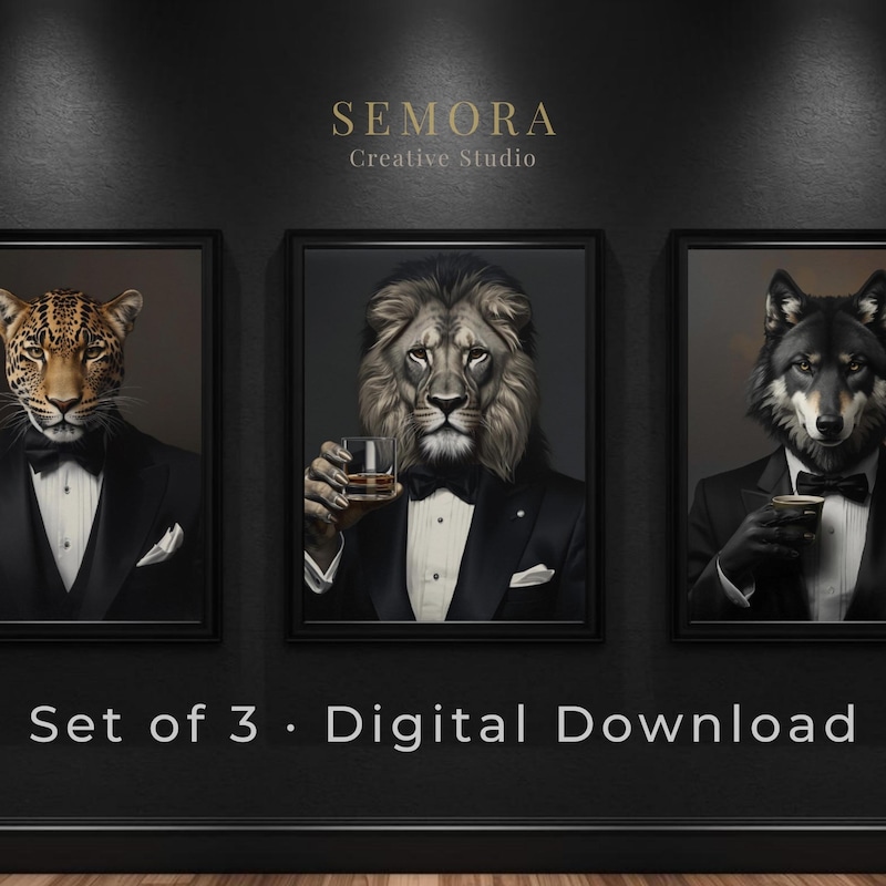 Triptych Animal Art - Etsy
