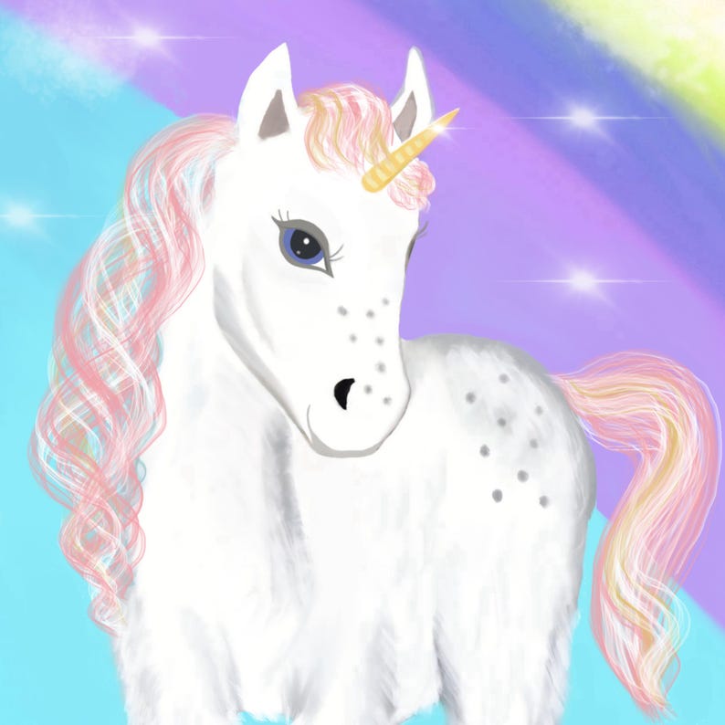 Hand-painted Unicorn Wall Art, Pastel Rainbow Nursery Decor (instant ...