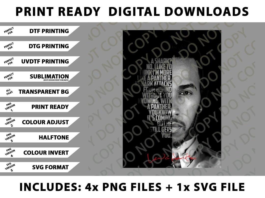 Black and White Lewis Hamilton Motivational Quote. Png Bundle, SVG ...