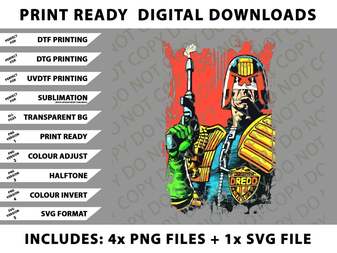 Judge Dredd Comic Funny Gift Png Bundle, SVG Files, Digital Downloads ...