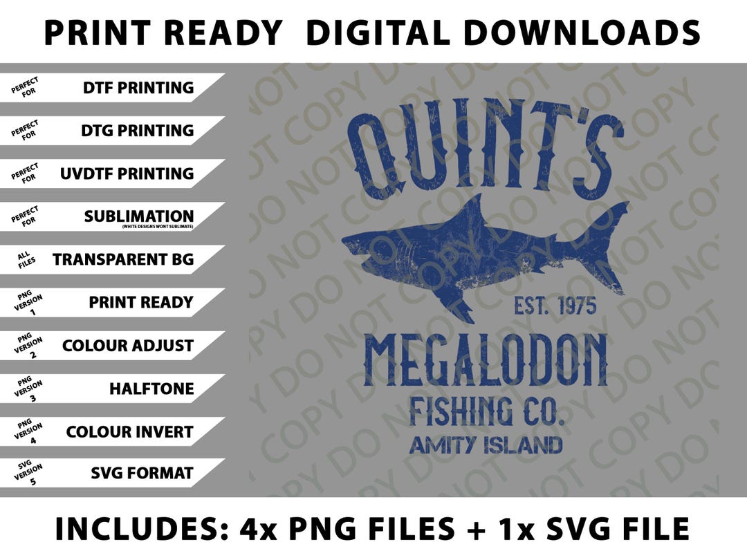 Quints Fishinf, Megalodon Shark Jaws Png Bundle, SVG Files, Digital ...