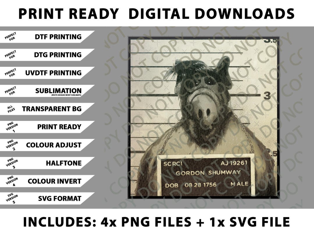 Alf Mugshot, 80s Sitcom 90s Png Bundle, SVG Files, Digital Downloads ...