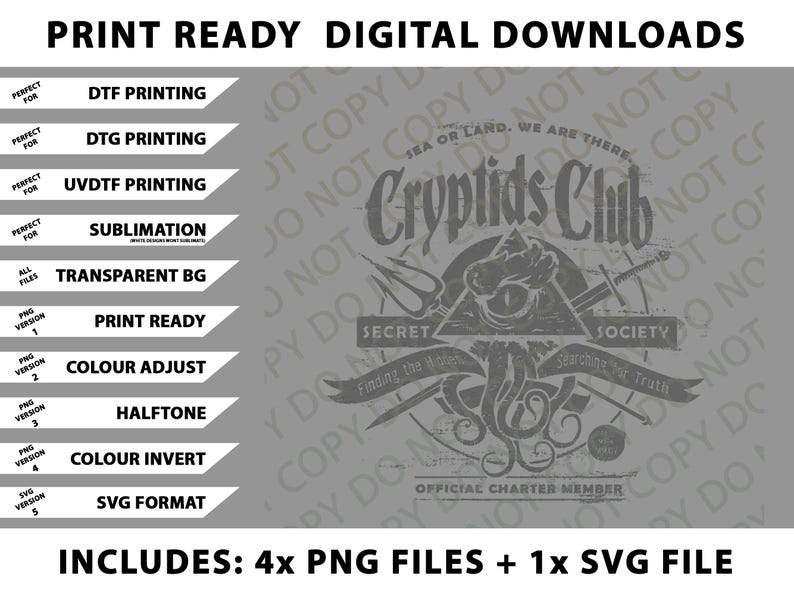 Cryptids Club Shirt, Mothman Png Bundle, SVG Files, Digital Downloads ...