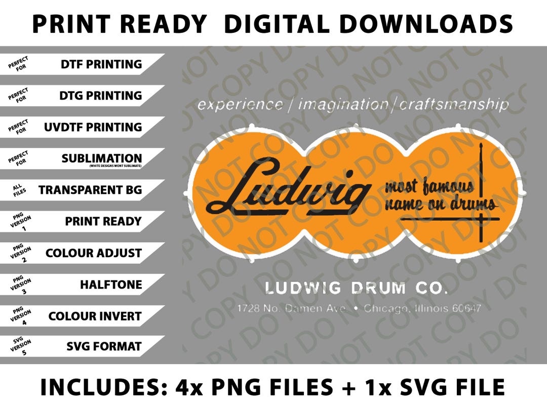 Ludwig Drum Co 1967 Catalog Lockup Png Bundle, SVG Files, Digital ...
