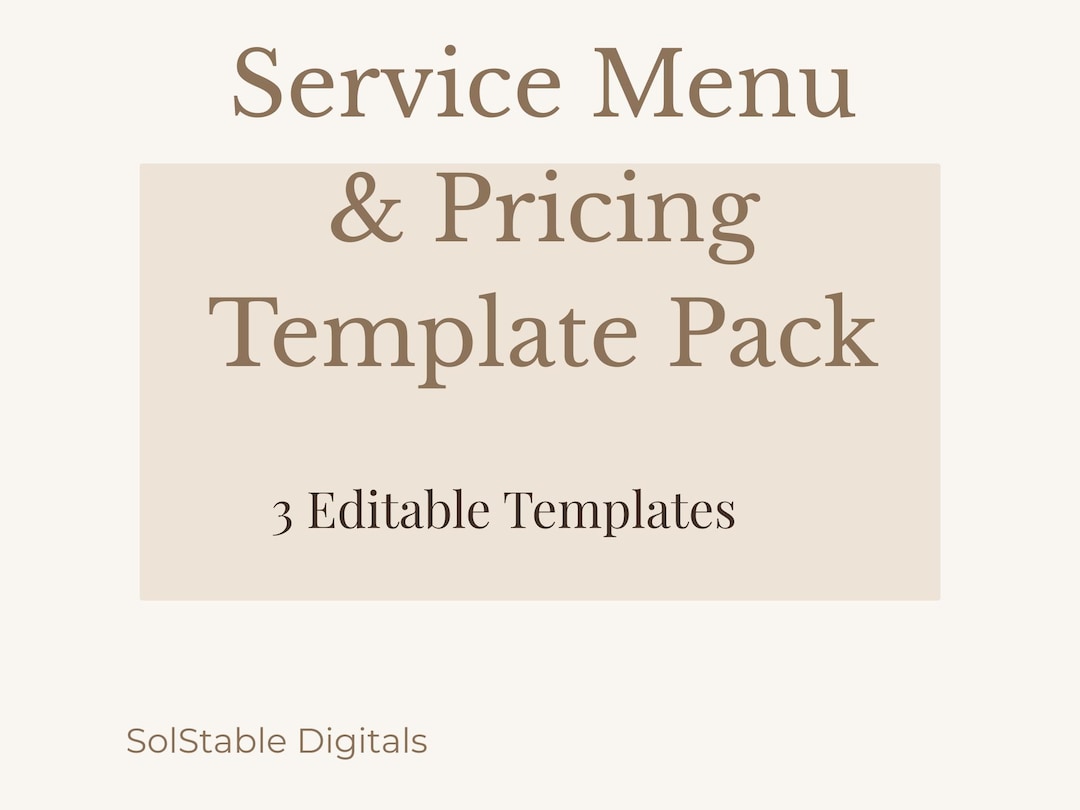 Service Menu Template | Pricing Sheet for Small Business (PDF + DOCX ...