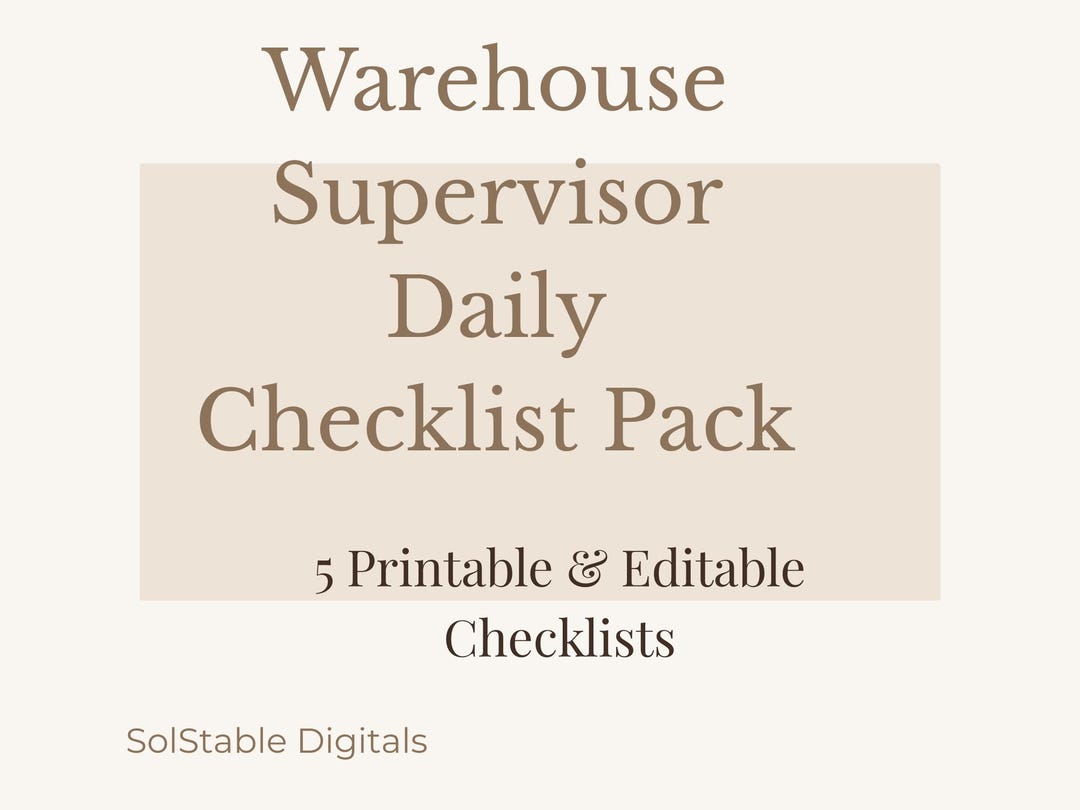 Warehouse Supervisor Daily Checklist Pack | 5 Printable Checklists ...