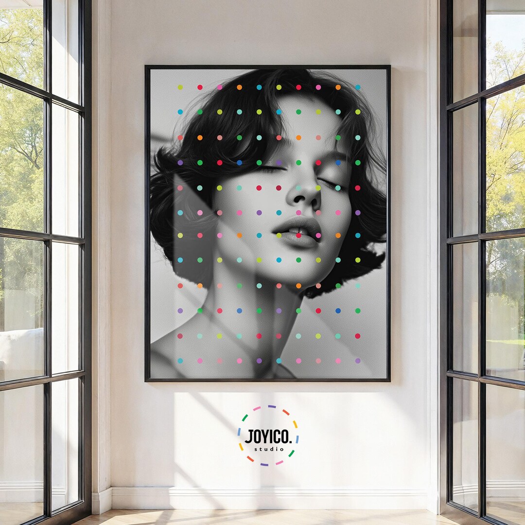 Colorful Dots Portrait Print, Contemporary Woman Art (digital Download ...