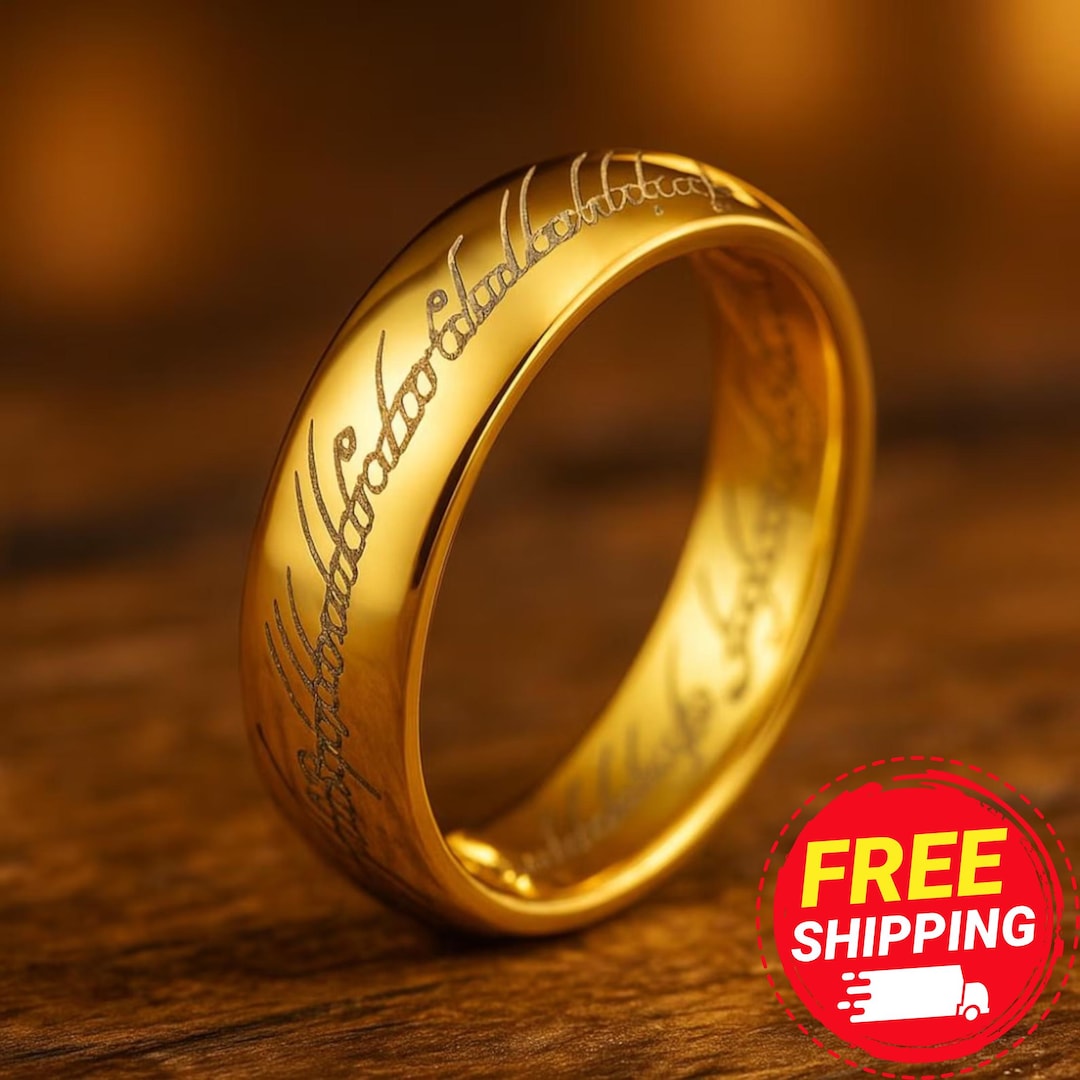 Lord of the Rings Inspired Tungsten Ring Elvish Engraved Ring – Fantasy ...
