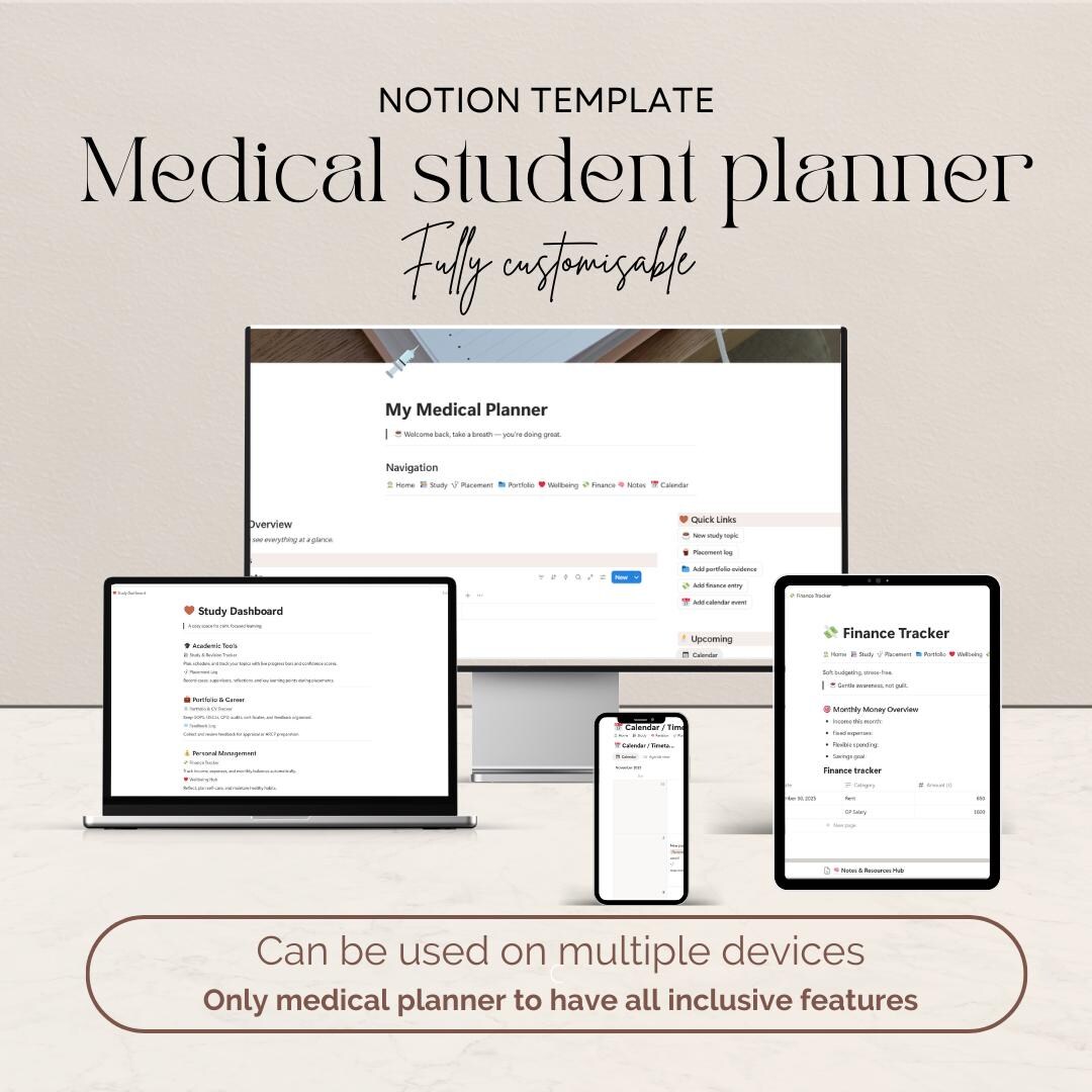 Notion Digital Planner for Medical Students & Doctors - Etsy