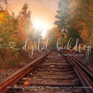 Railroad Digital Backdrop Fall Autumn Leaves for Digital - Etsy