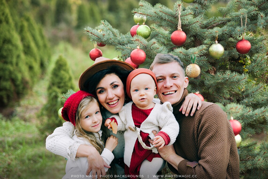 Holly Jolly Tree- Digital Christmas Pine Vintage Tree Background for ...