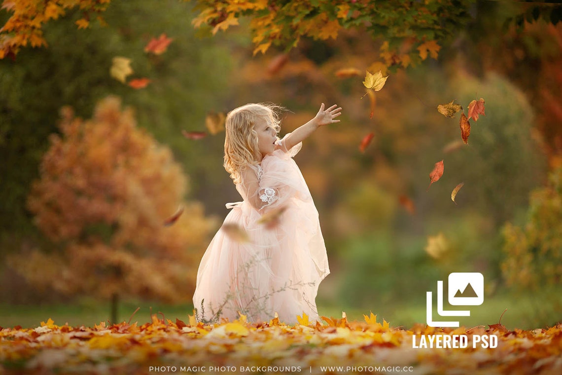 Fall Meadows - Layered PSD Falling Leaves Autumn Trees Digital ...