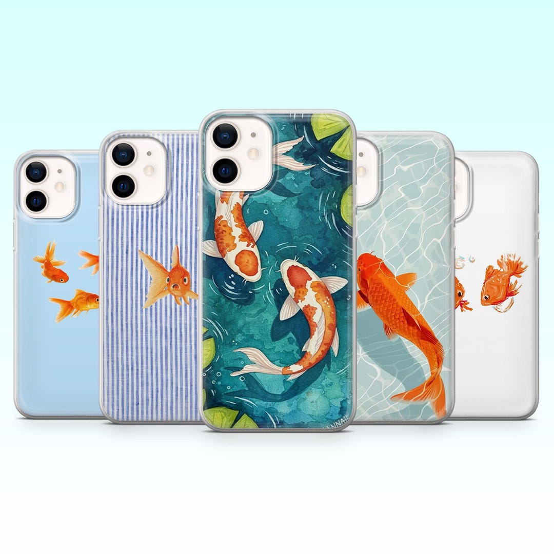 Gold Fish Phone Case Aquarium Minimal Cover for iPhone 17pro, 16, 15 ...