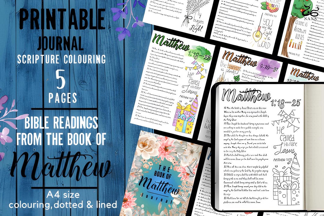 Book of Matthew Bible, Study Printable Journal, Scripture Coloring ...