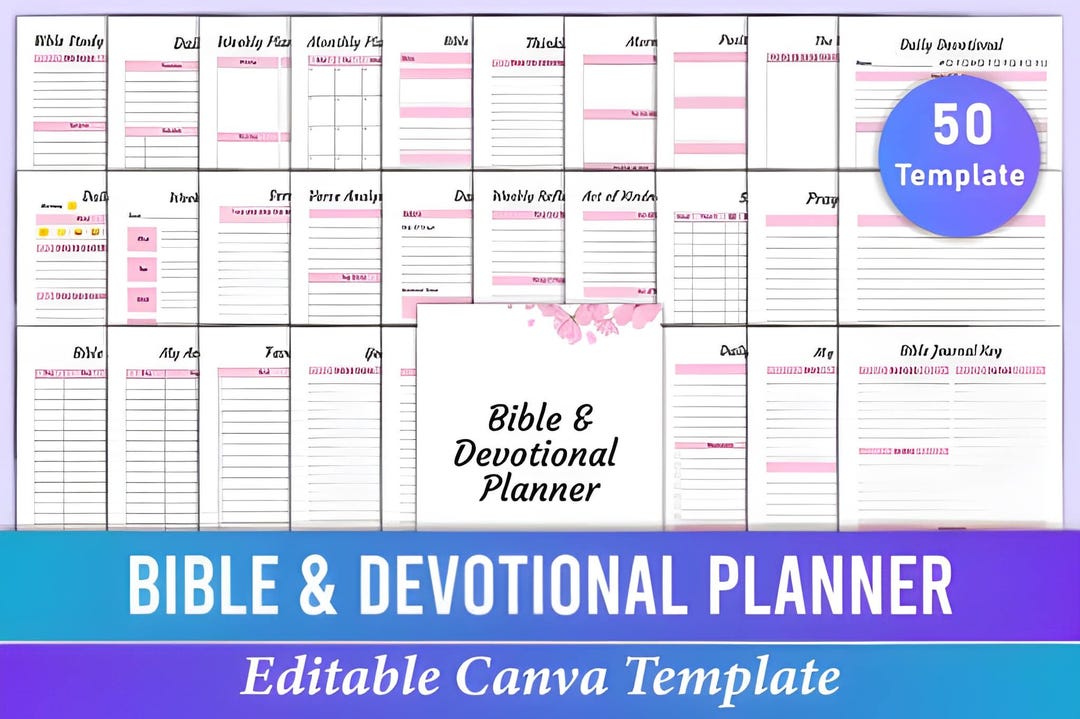 Bible Devotional Planner Canva Template, Christian Study Journal ...