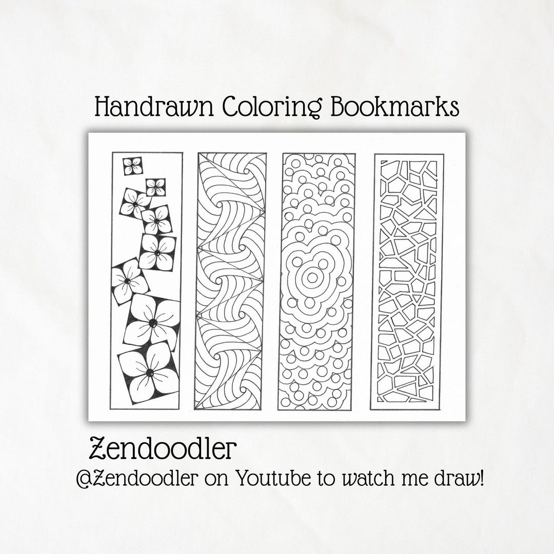 Coloring Bookmarks, Zendoodle / Zentangle Inspired Printable Coloring ...