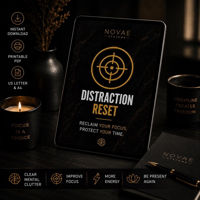 5-minute Distraction Reset Worksheet | Improve Focus, Productivity ...