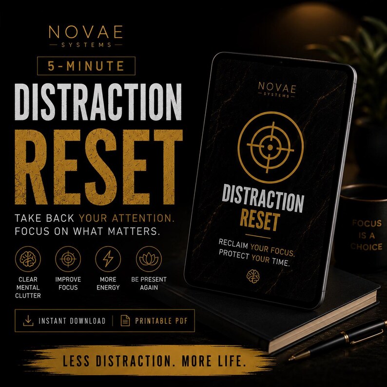 5-minute Distraction Reset Worksheet | Improve Focus, Productivity ...