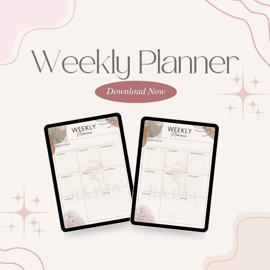 Boho Weekly Planner Printable | Neutral Beige Schedule (digital ...