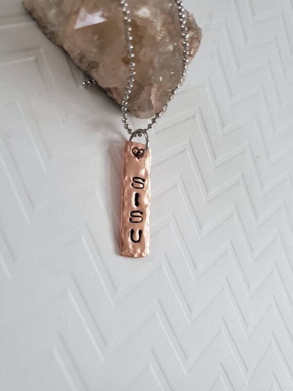 Sisu copper stamped necklace | Etsy