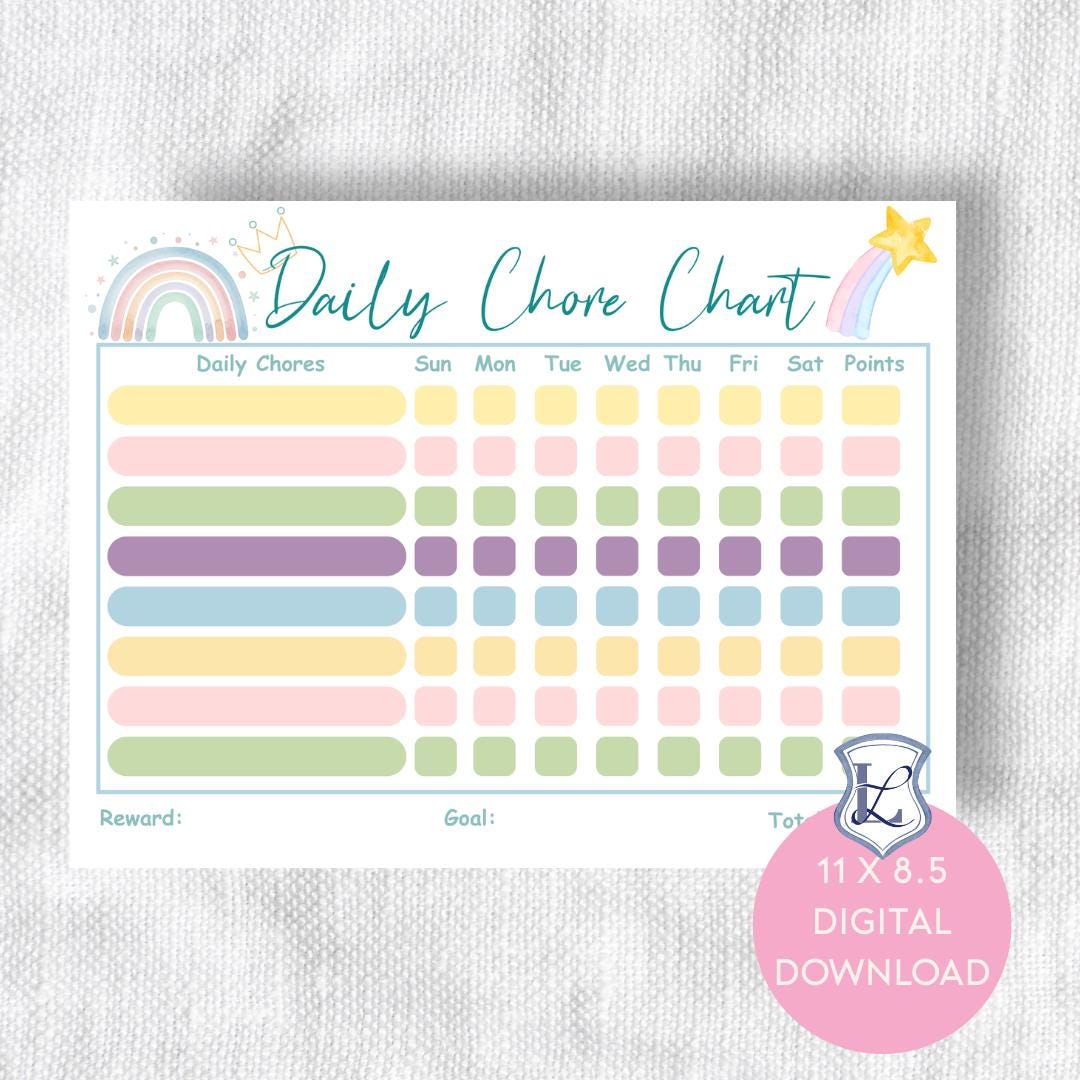 Rainbow Chore Chart (digital Download) - Etsy