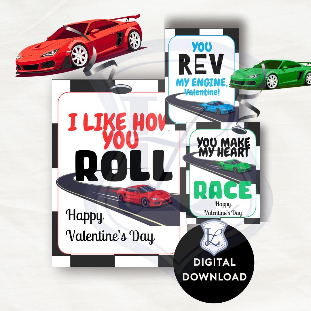 Valentine Race Car Printable Cards | Classroom Valentine | Kids ...