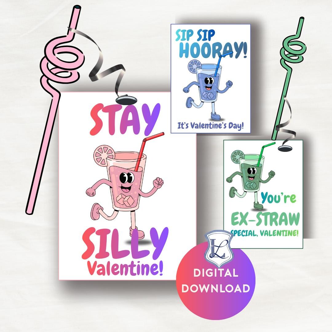 Valentine Silly Straw Printable Cards | Classroom Valentine | Kids ...