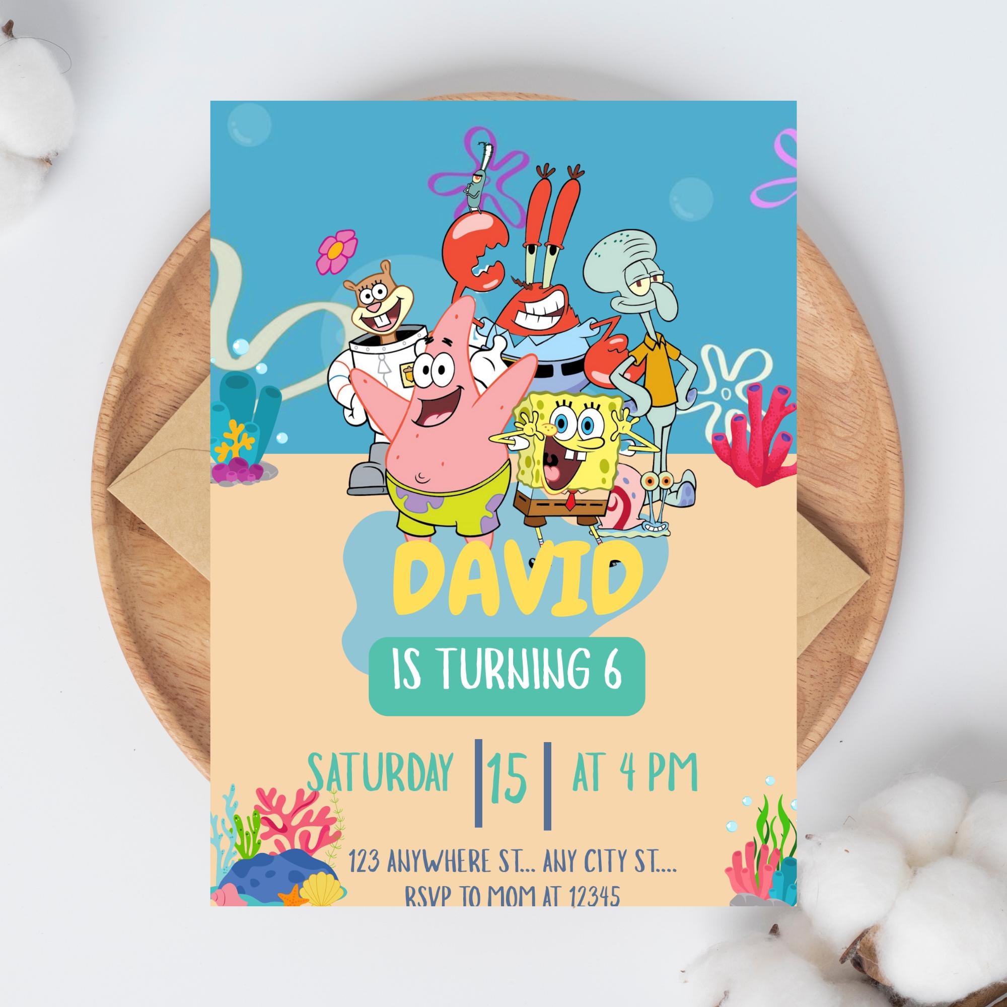 Spongebob Birthday Invitation Template, Digital Party Invite - Etsy