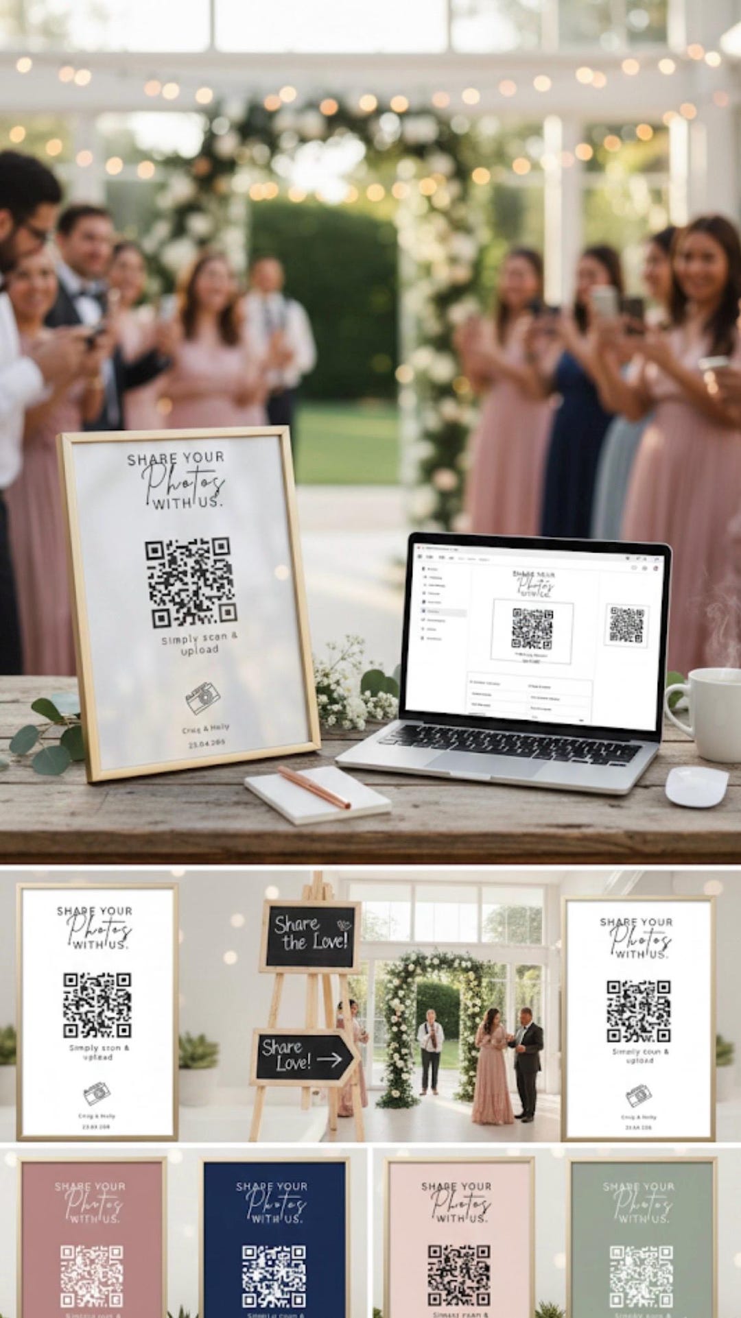 Editable Wedding Photo Sharing Sign With QR Code | Share Your Photos ...
