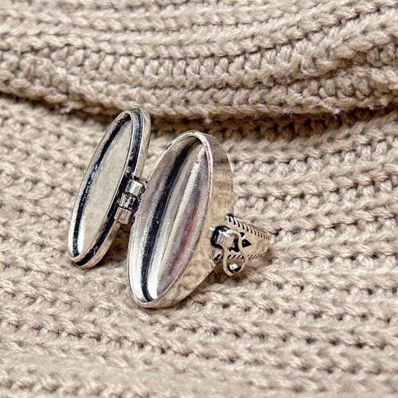 Oxidized Sterling Silver Coffin Locket Ring • Gothic Skeleton Jewelry ...