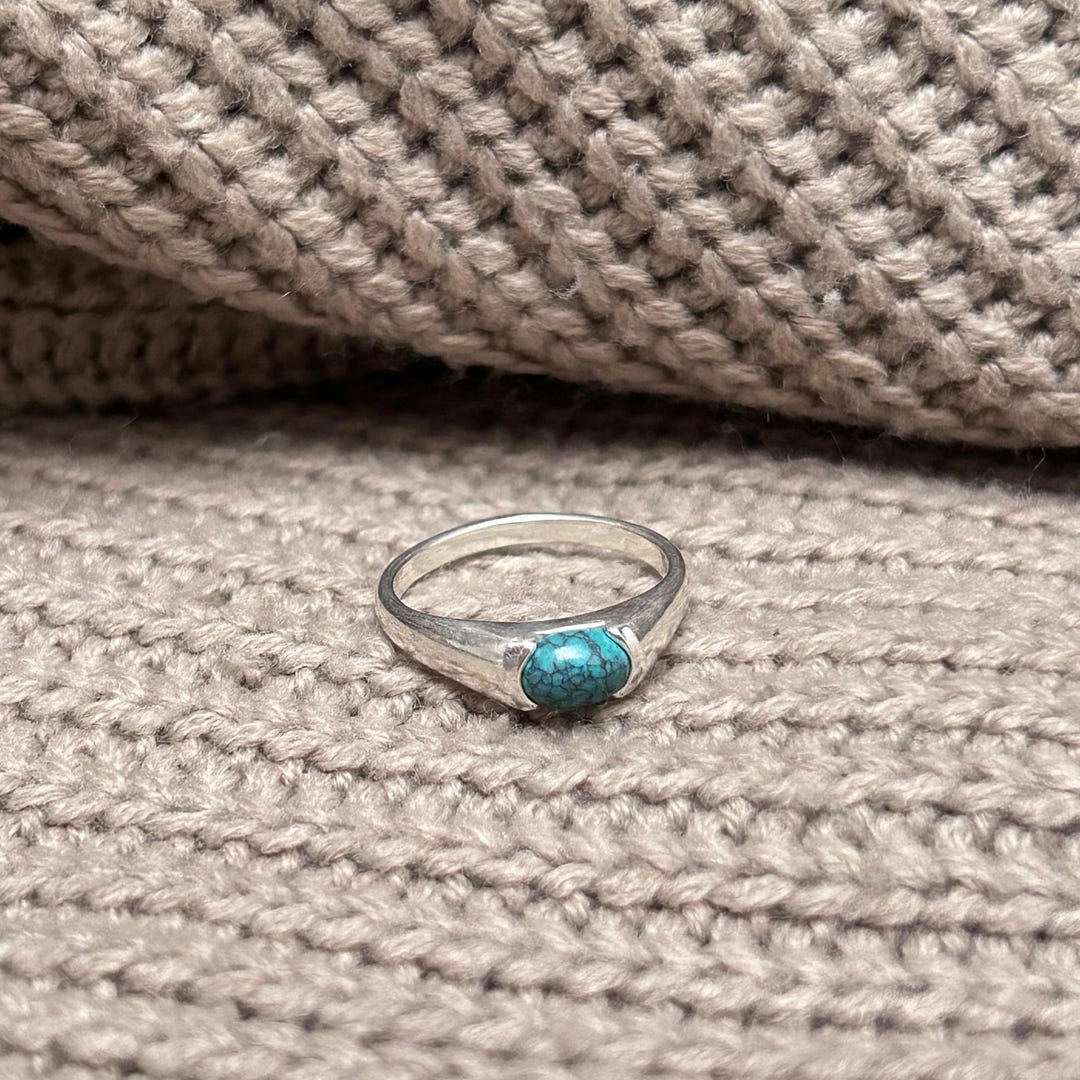 Turquoise Signet Ring • Minimalist Women Ring • 925 Sterling Silver ...