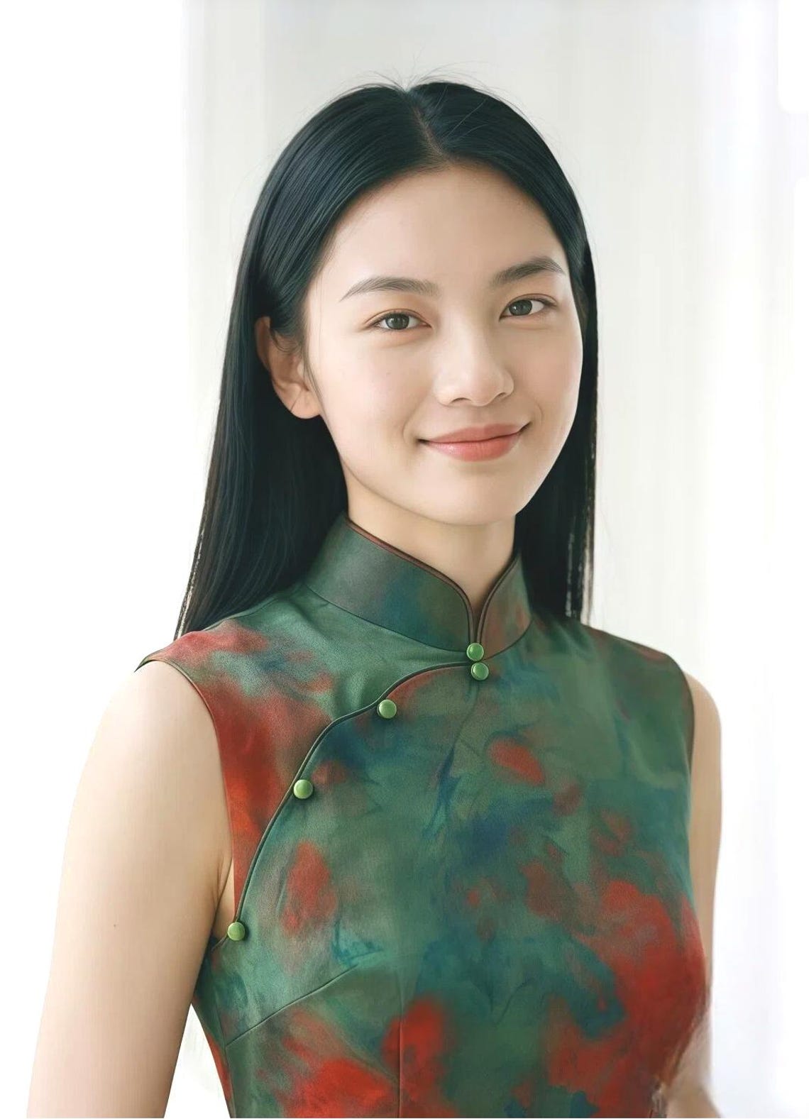 Custom Sizing Qi Pao (cheong Sam) - Green and Red Floral Cheongsam for ...