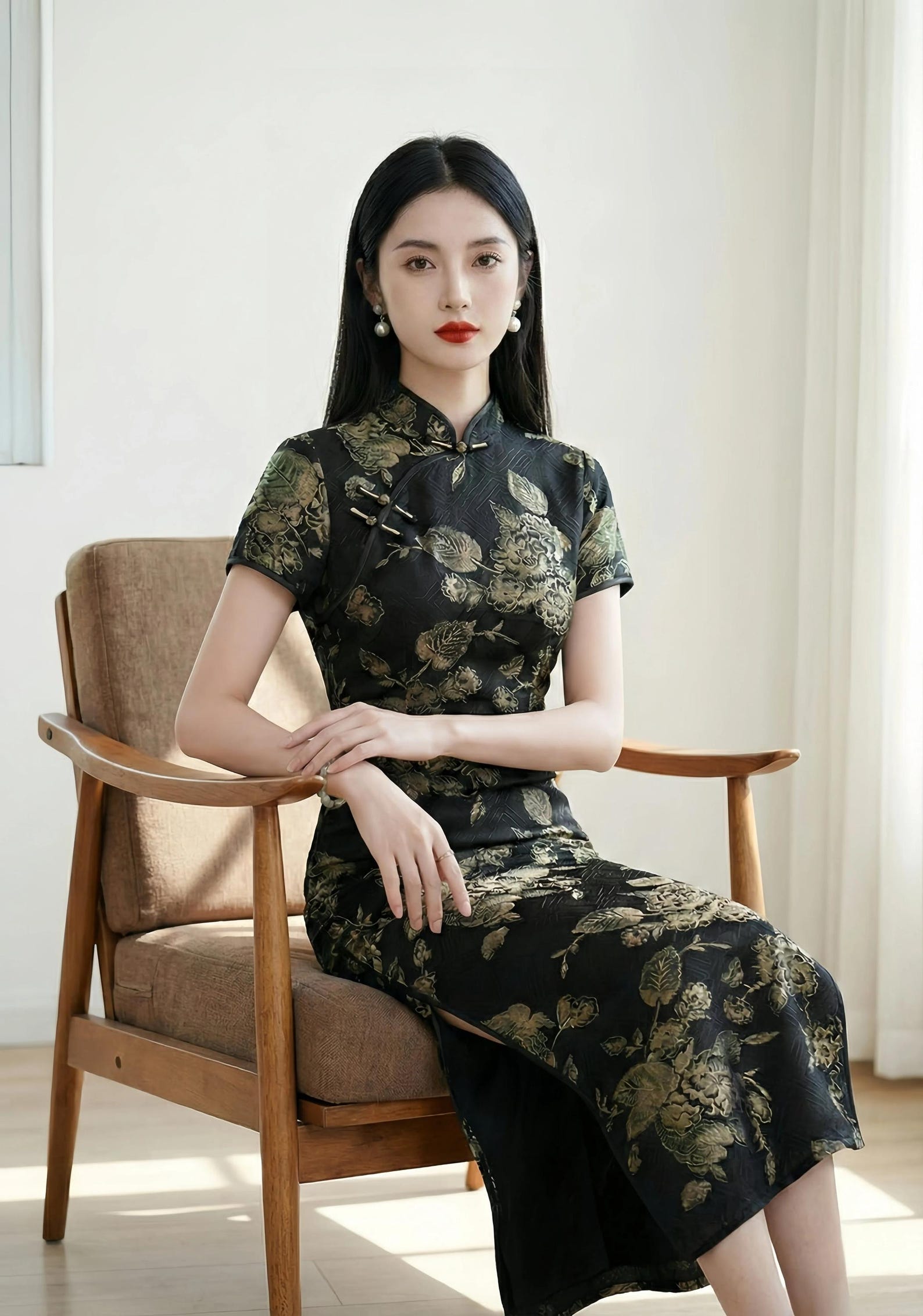 Custom Sizing Qi Pao (cheong Sam) - Black and Gold Cheongsam for Prom ...
