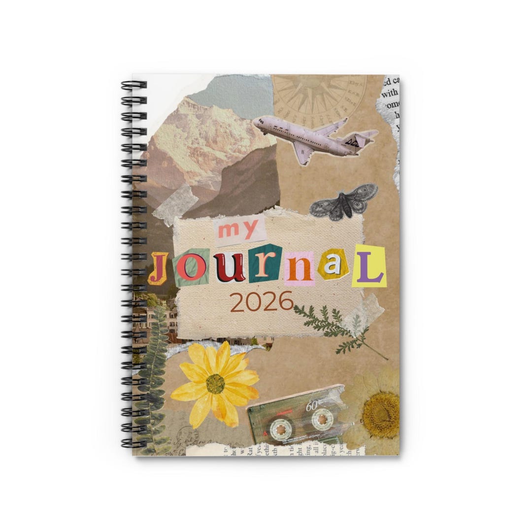 My Journal 2026 Collage Cover Spiral Notebook | Vintage Collage ...