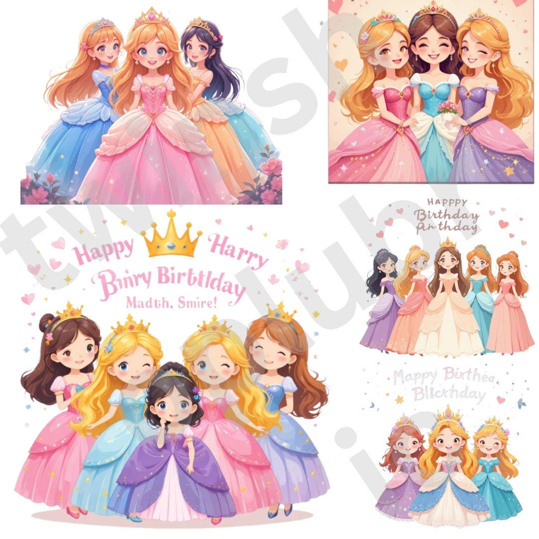 5rd Birthday Princess PNG, Disney Inspired Princess Birthday Design ...