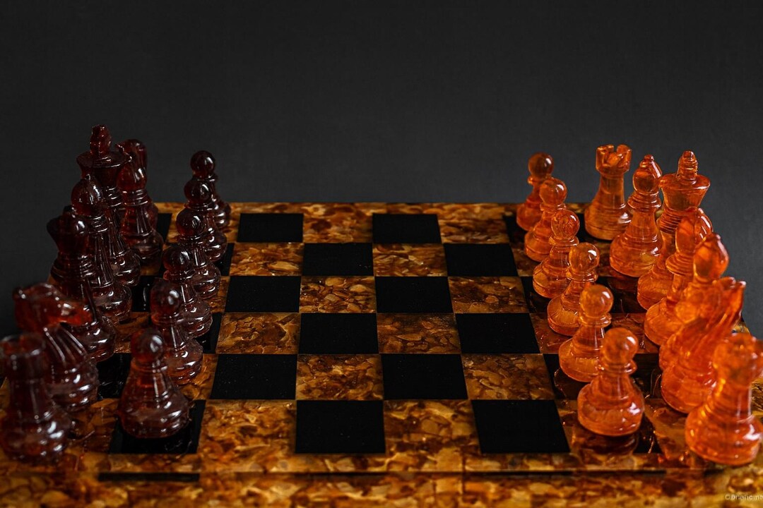 Handmade Amber Chess Set | Black & Honey Amber Chessboard | Luxury Game ...