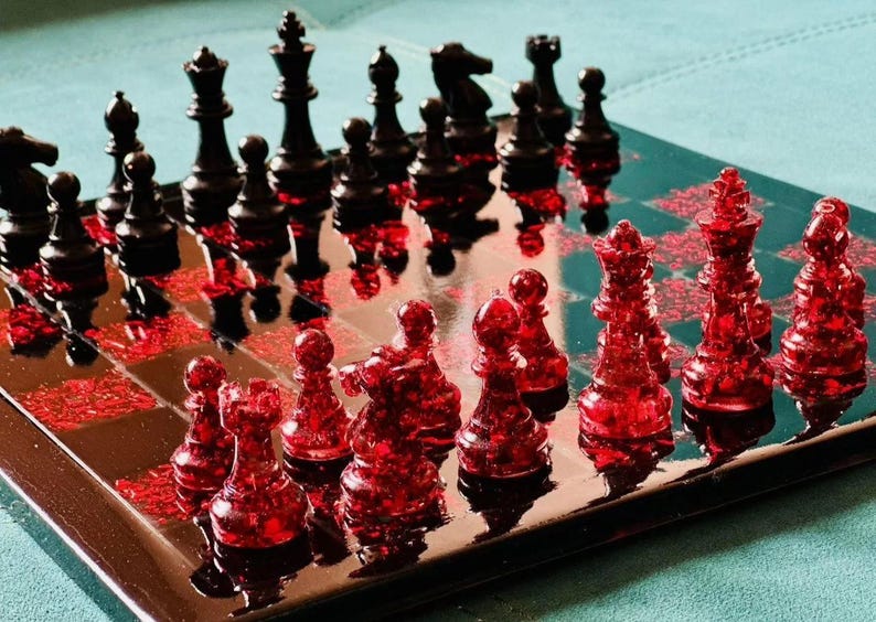 Handmade Resin Chess Set “FIRE” | Epoxy Chess Art |artisan Chessboard ...